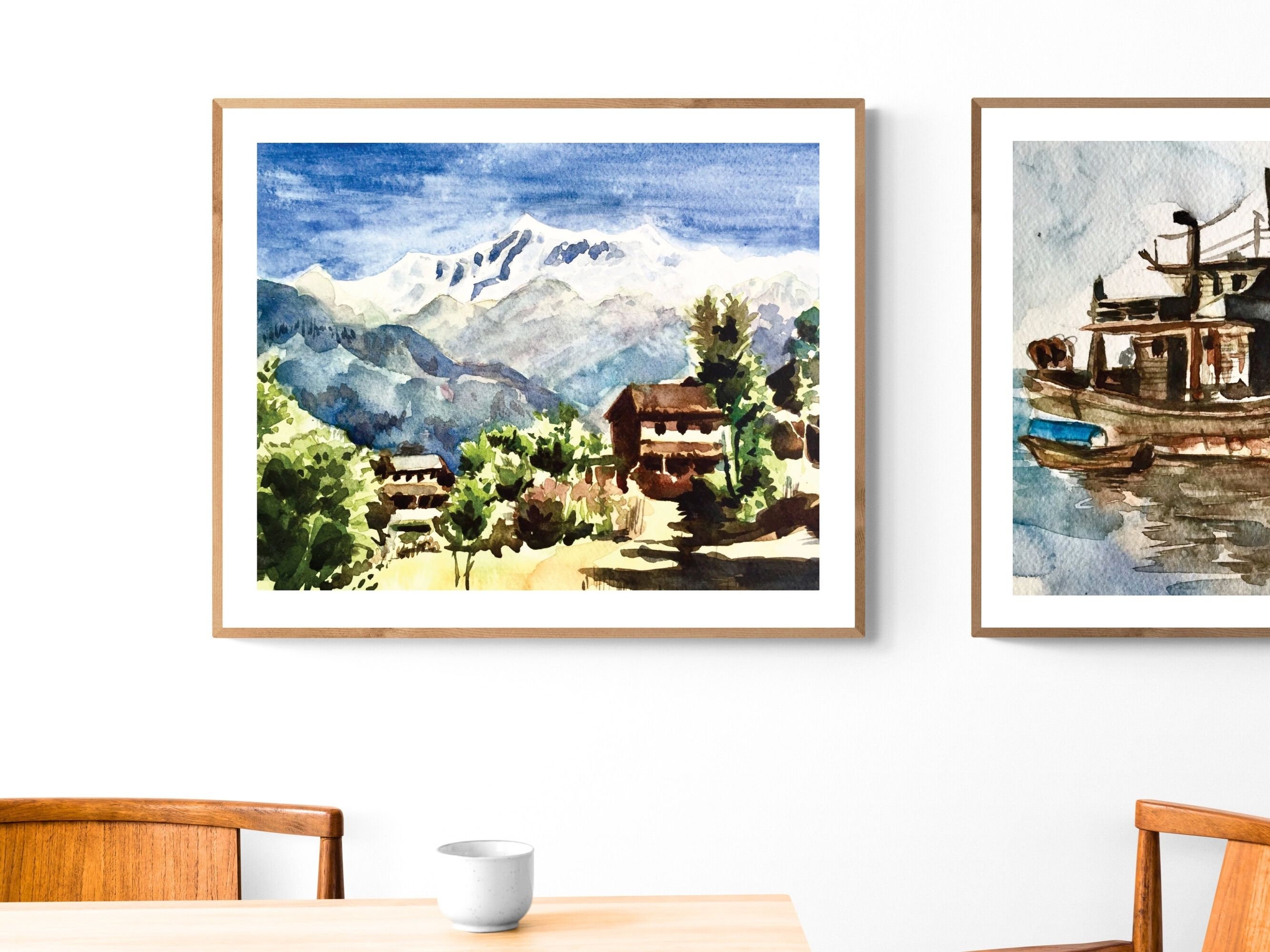 Nepal Watercolor Art Print, Nepal Art, Nepali Decor, Himalayan Art ...
