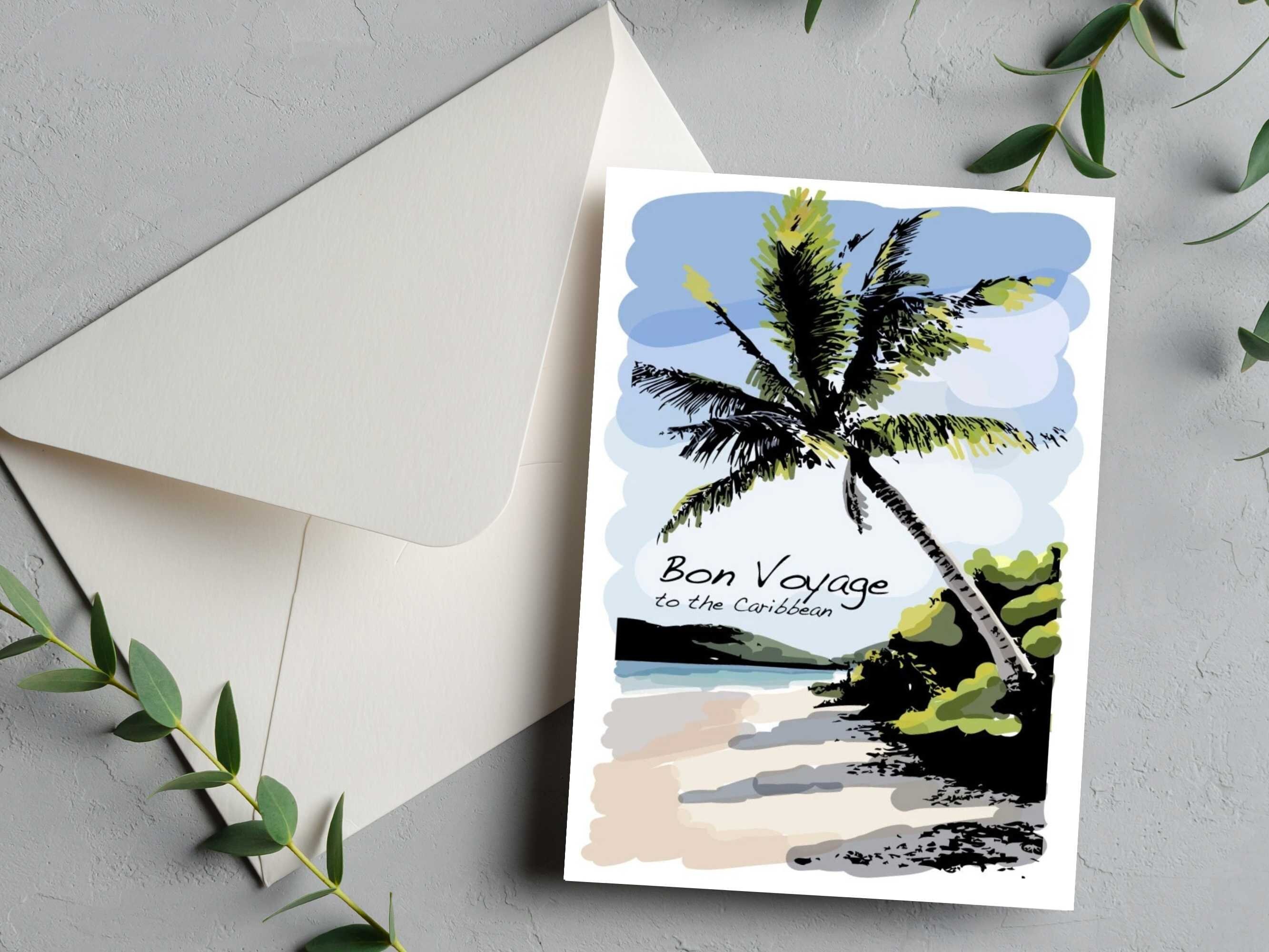 Caribbean Travel Greeting Card, Honeymoon Card, Cruise Card, Caribbean ...