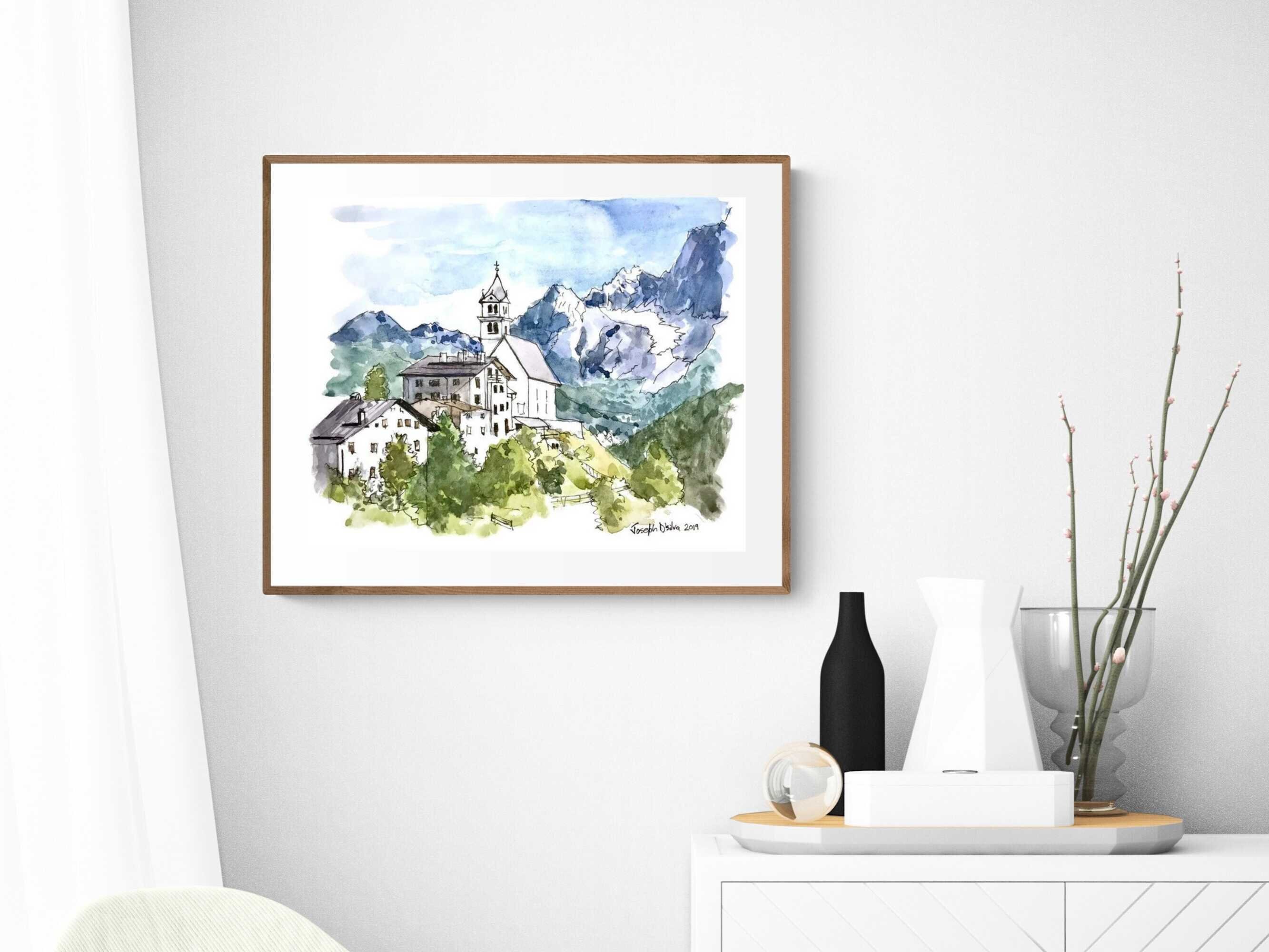 Northern Italy Print, Watercolor Art Print, Italian Alps Art, Italy ...