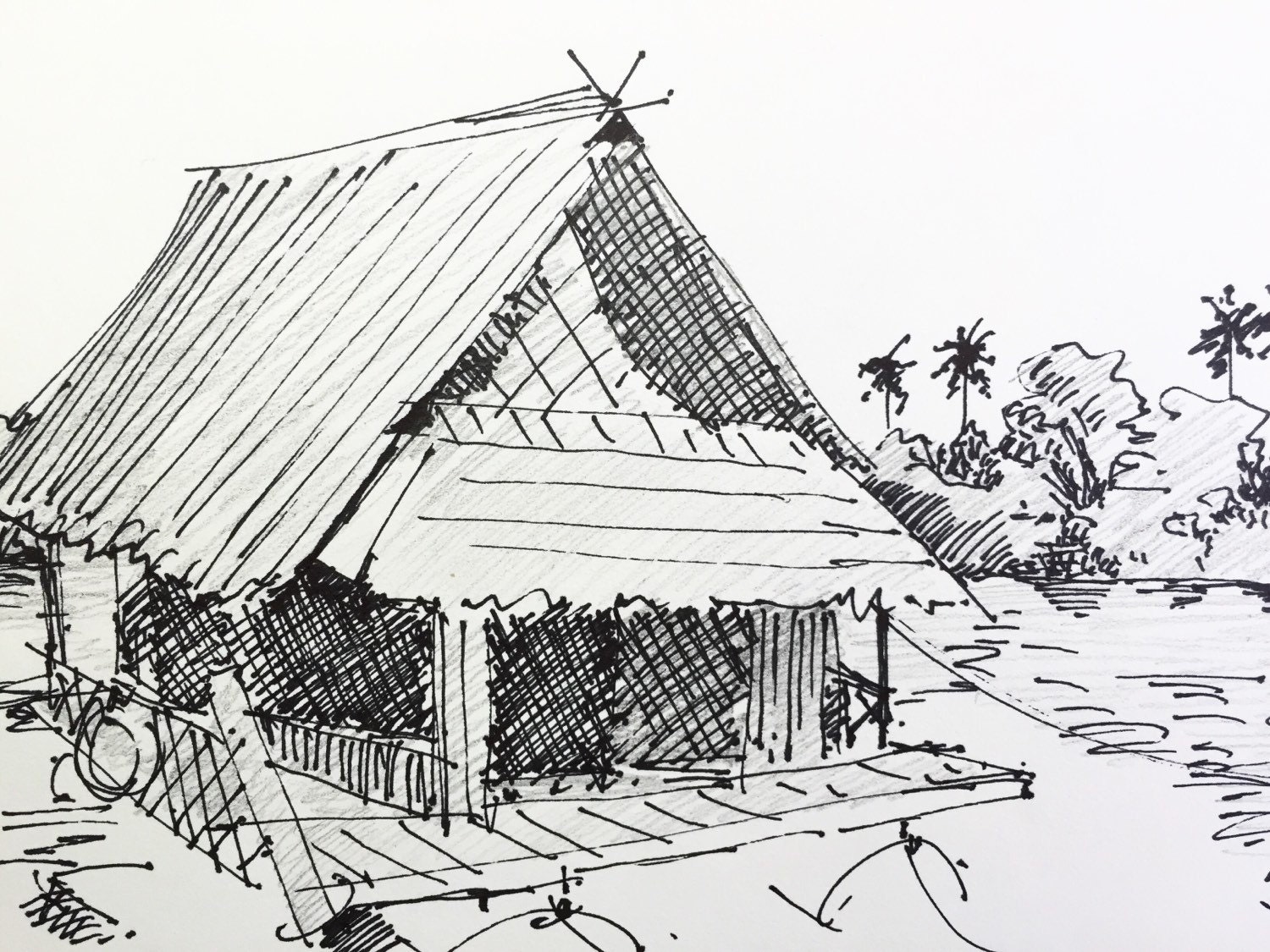 Hut Pencil Drawing