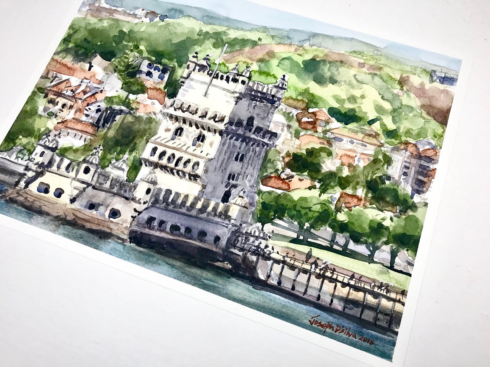 Belem Tower / Lisbon Watercolor Painting / Portuguese Art - Etsy