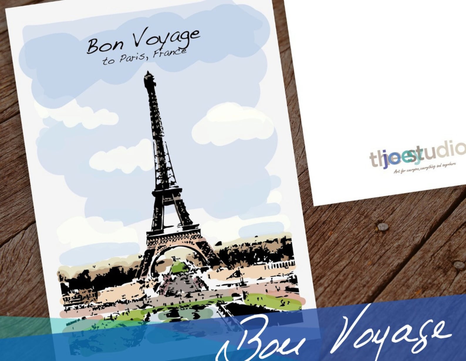 Paris Travel Greeting Card Bon Voyage to Paris France 5x7 - Etsy