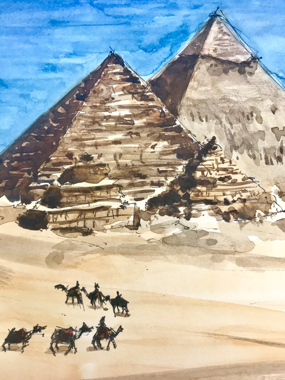 Pyramids of Giza / Egyptian Watercolor Painting / Desert - Etsy Canada