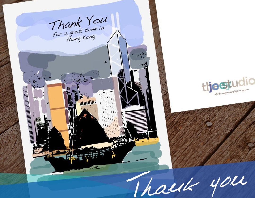 Hong Kong Card, Thank You Greeting Card, 5x7 Blank Card, Travel Card ...