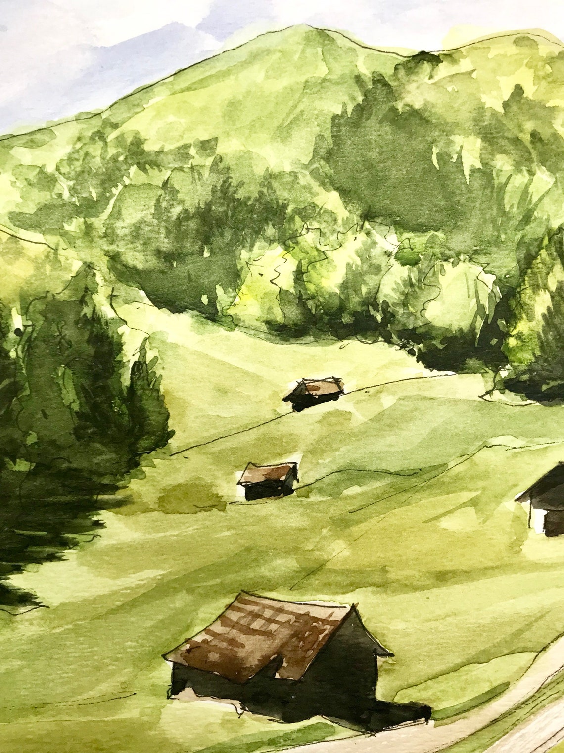 Swiss Alps / Watercolor Painting / Switzerland Art - Etsy