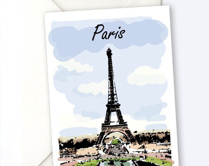 Personalized Paris Greeting Card, Romantic Postcard for Her, Eiffel ...