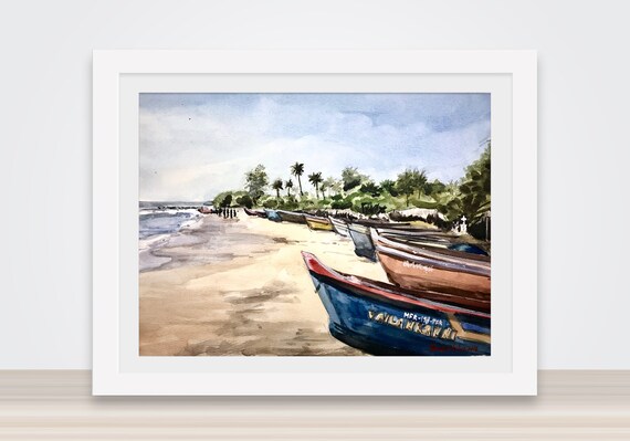 Sunny Goan Beach / Watercolor Painting / Goa India - Etsy Canada