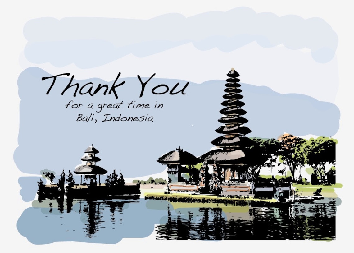 Bali Thank You Greeting Card Thank You Bali Indonesia 5x7 - Etsy