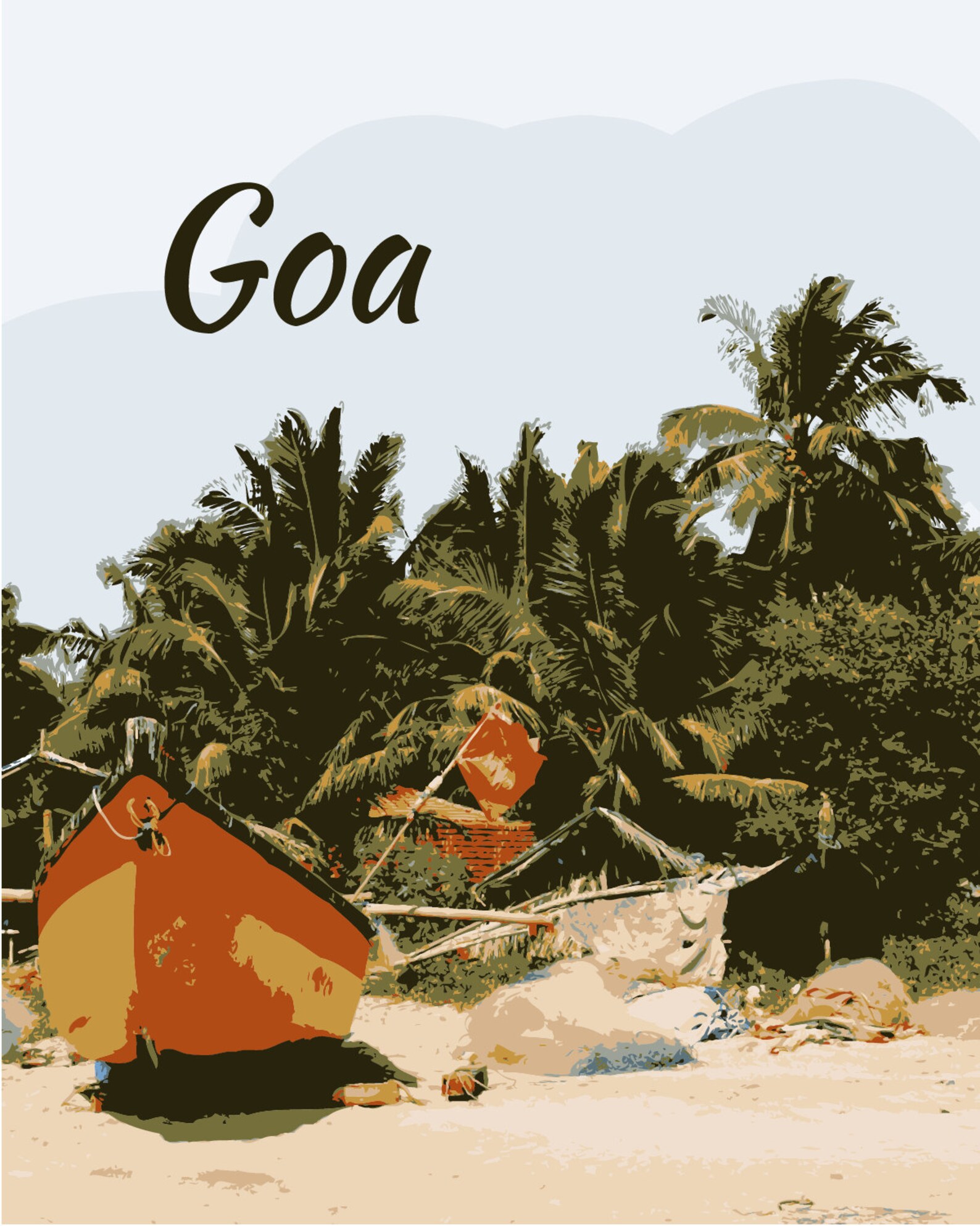 Goa Art Print / Fishing Boat / Coconut Trees - Etsy