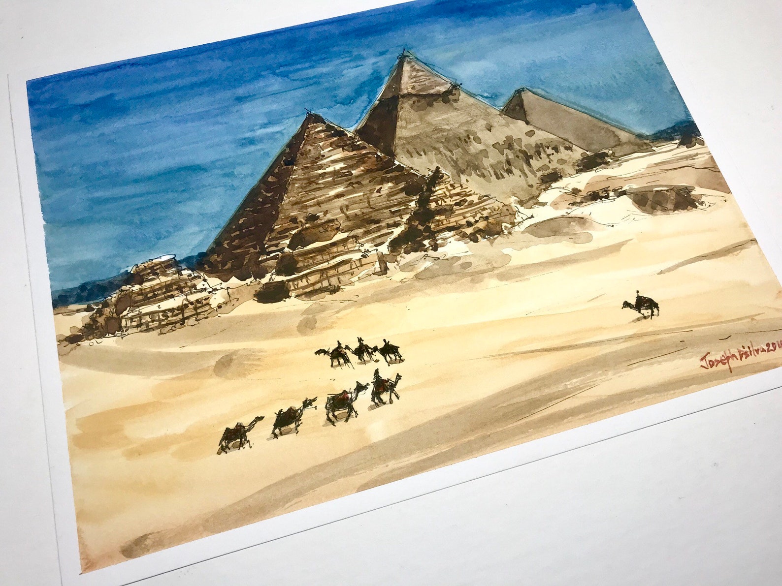 Pyramids of Giza / Egyptian Watercolor Painting / Desert - Etsy Canada