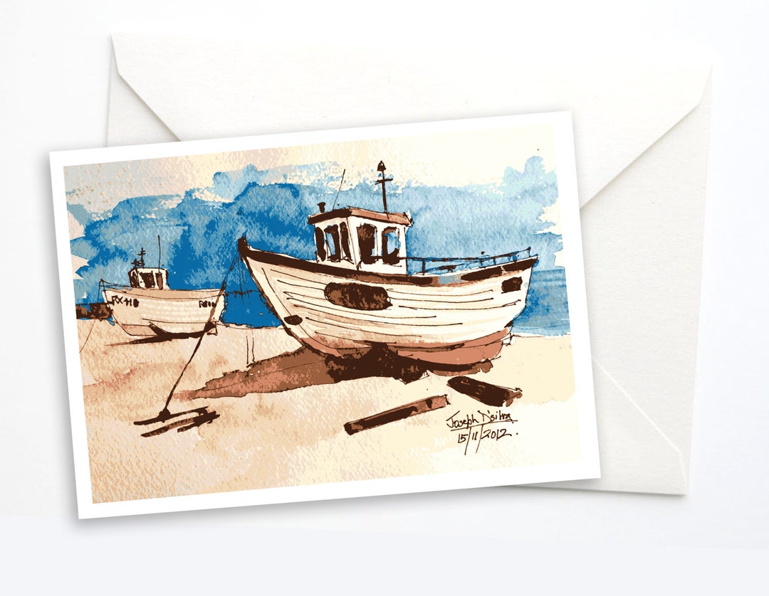 Fishing Boats Note Card Greeting Card - Etsy
