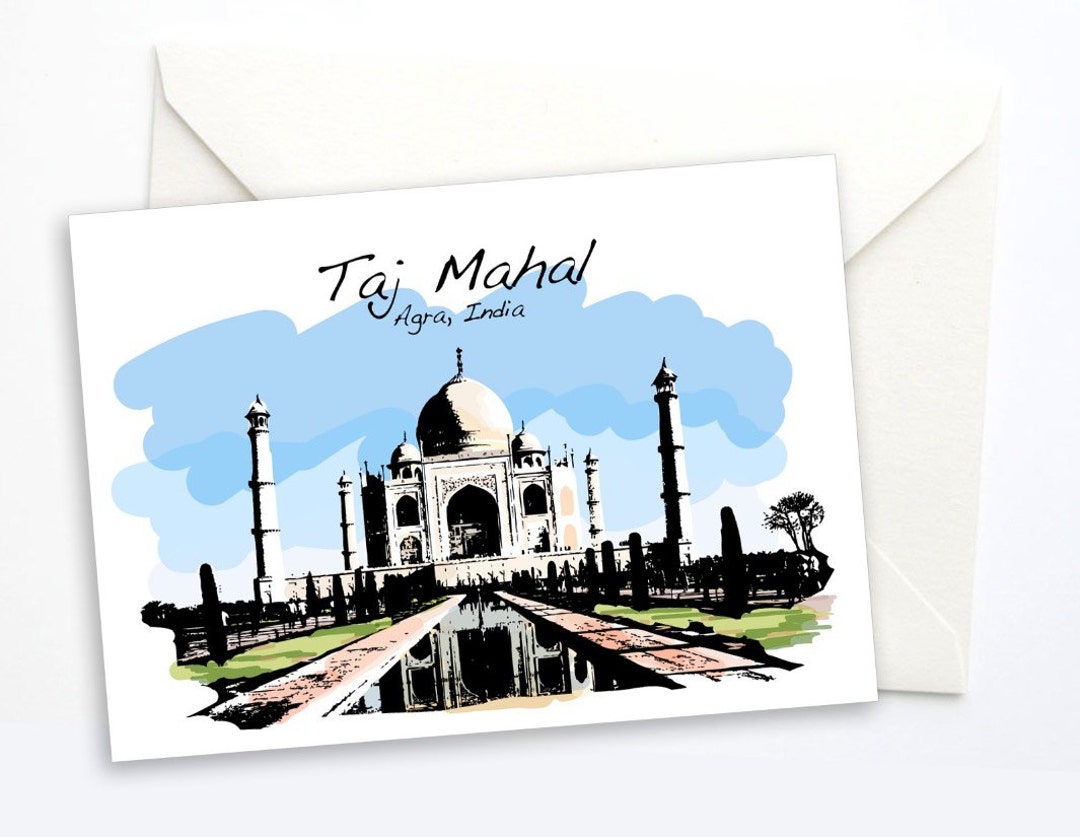 Taj Mahal Notecard, India Travel Greeting Card, Blank Notecard, Agra ...