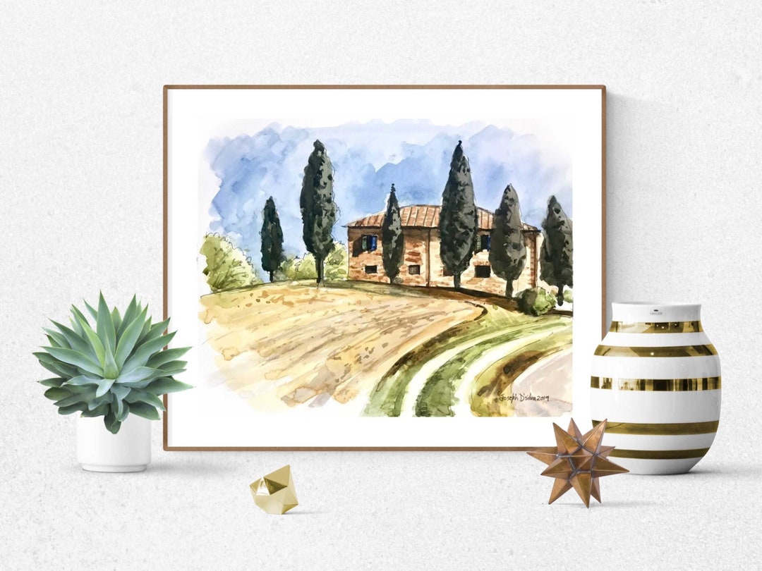 Tuscany Print Art, Italian Artwork, Tuscany Watercolor Print, Tuscany ...