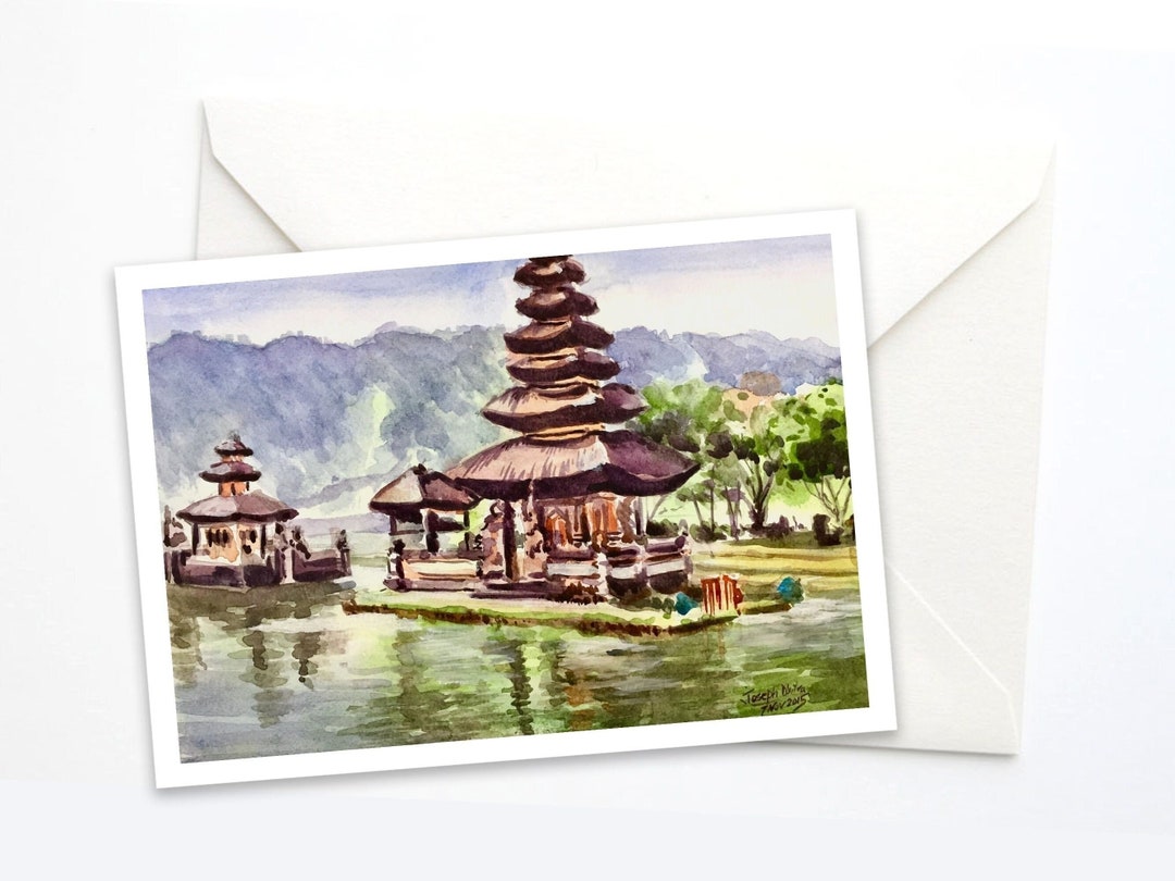Bali Temple Card, Indonesian Greeting Card, Southeast Asia Card, Bali ...