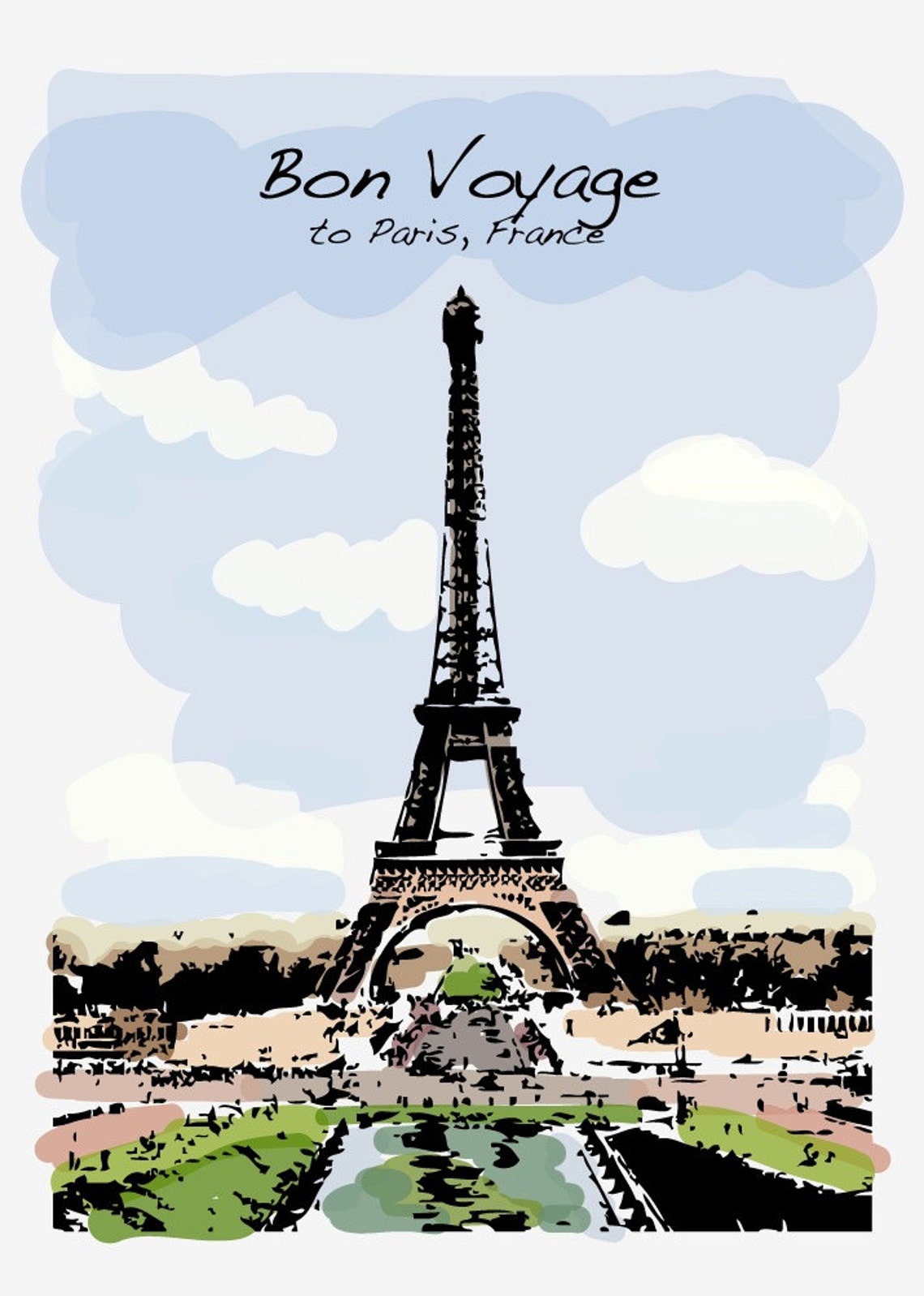 Paris Travel Greeting Card Bon Voyage to Paris France 5x7 - Etsy