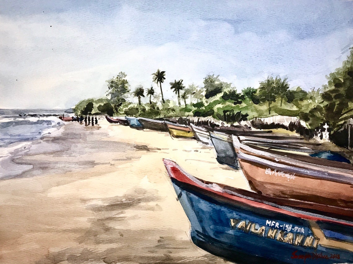 Sunny Goan Beach / Watercolor Painting / Goa India - Etsy Canada