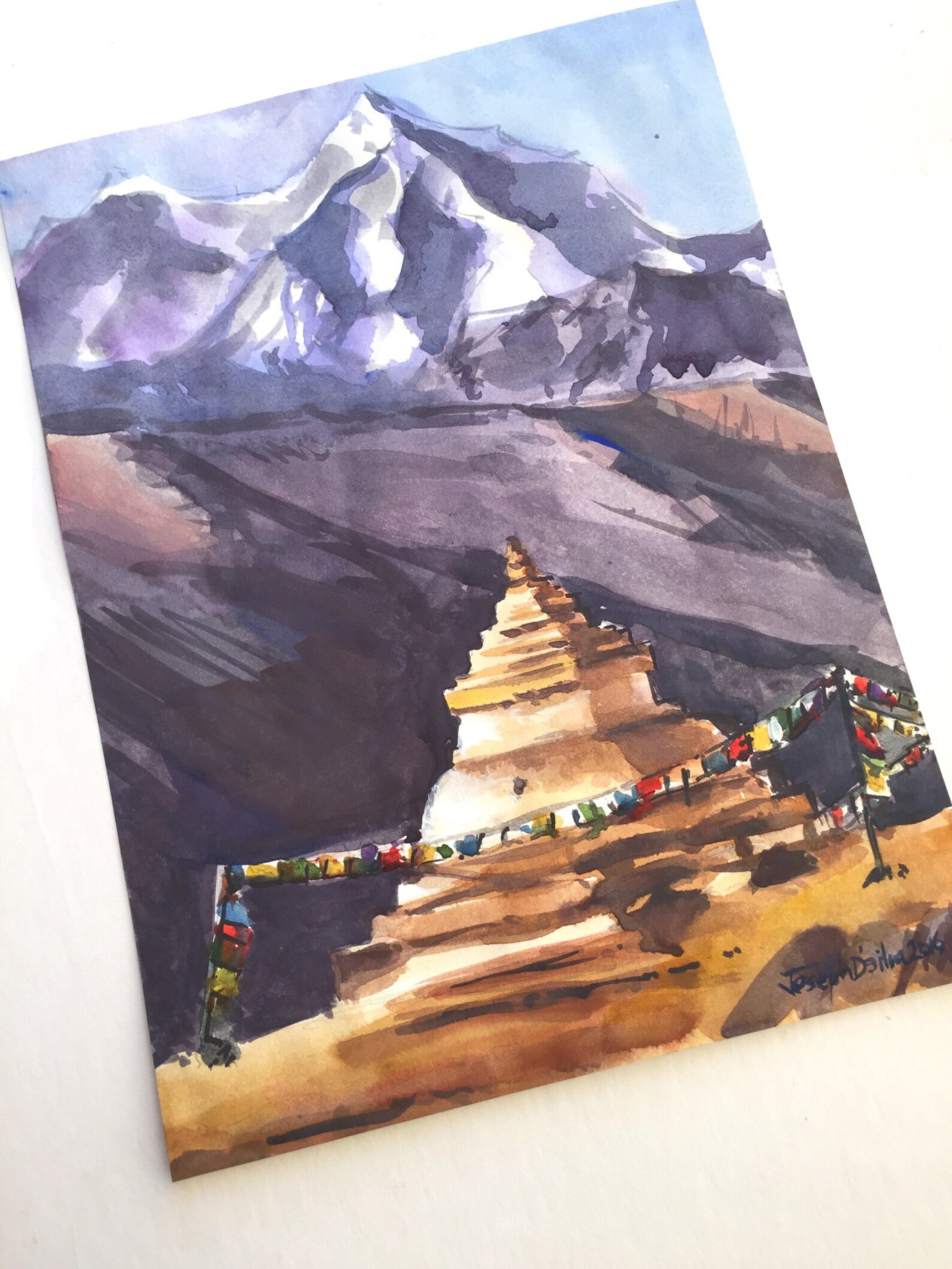 Mount Kantega Himalaya Nepal Watercolor Painting Himalaya | Etsy