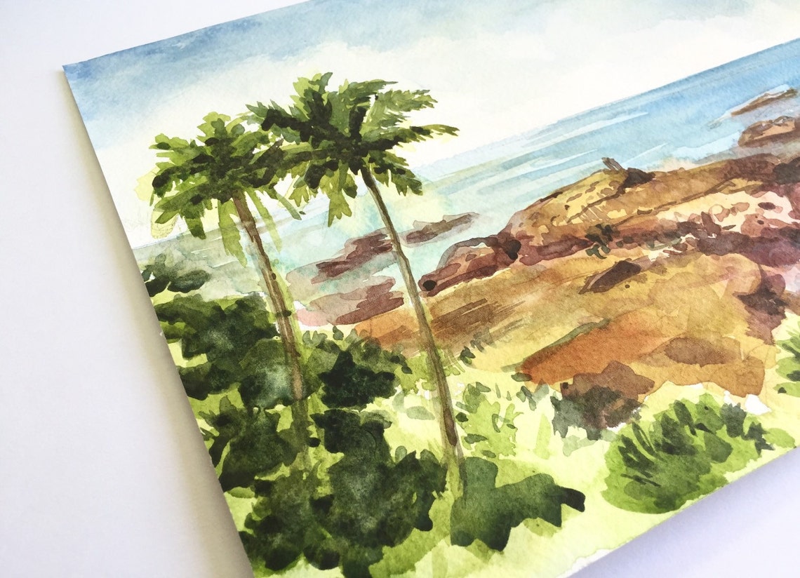Beach Watercolor Painting Watercolors Paintings Original | Etsy
