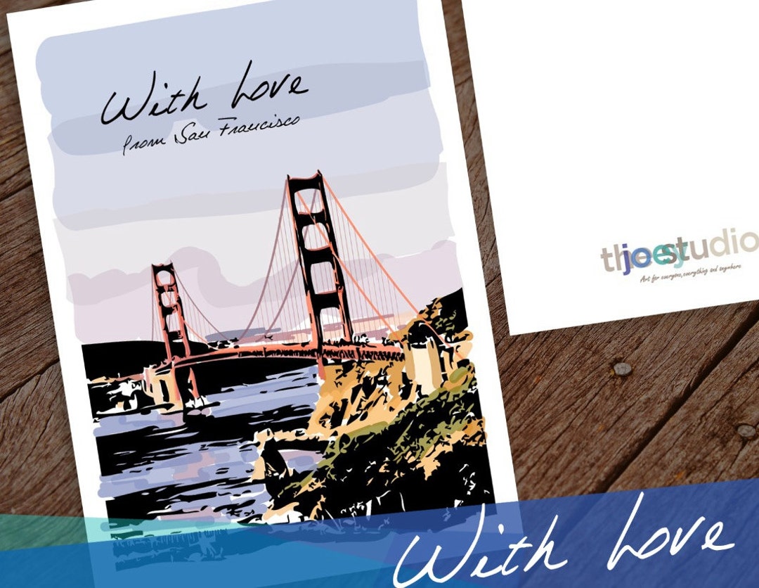 San Francisco Card, Golden Gate Bridge Card, California Postcard, San ...