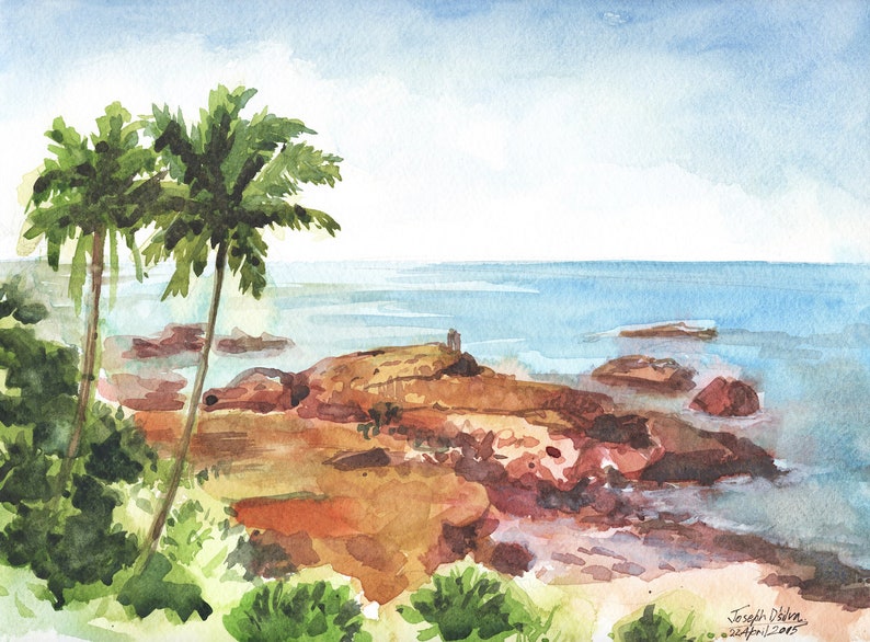 Goa Art, Goa Print, Watercolor Art Print, Anjuna Beach, Goa Painting ...