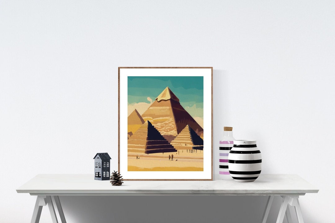 Pyramids of Giza Egypt Art Print, Egypt Wall Art, Egypt Travel Poster ...