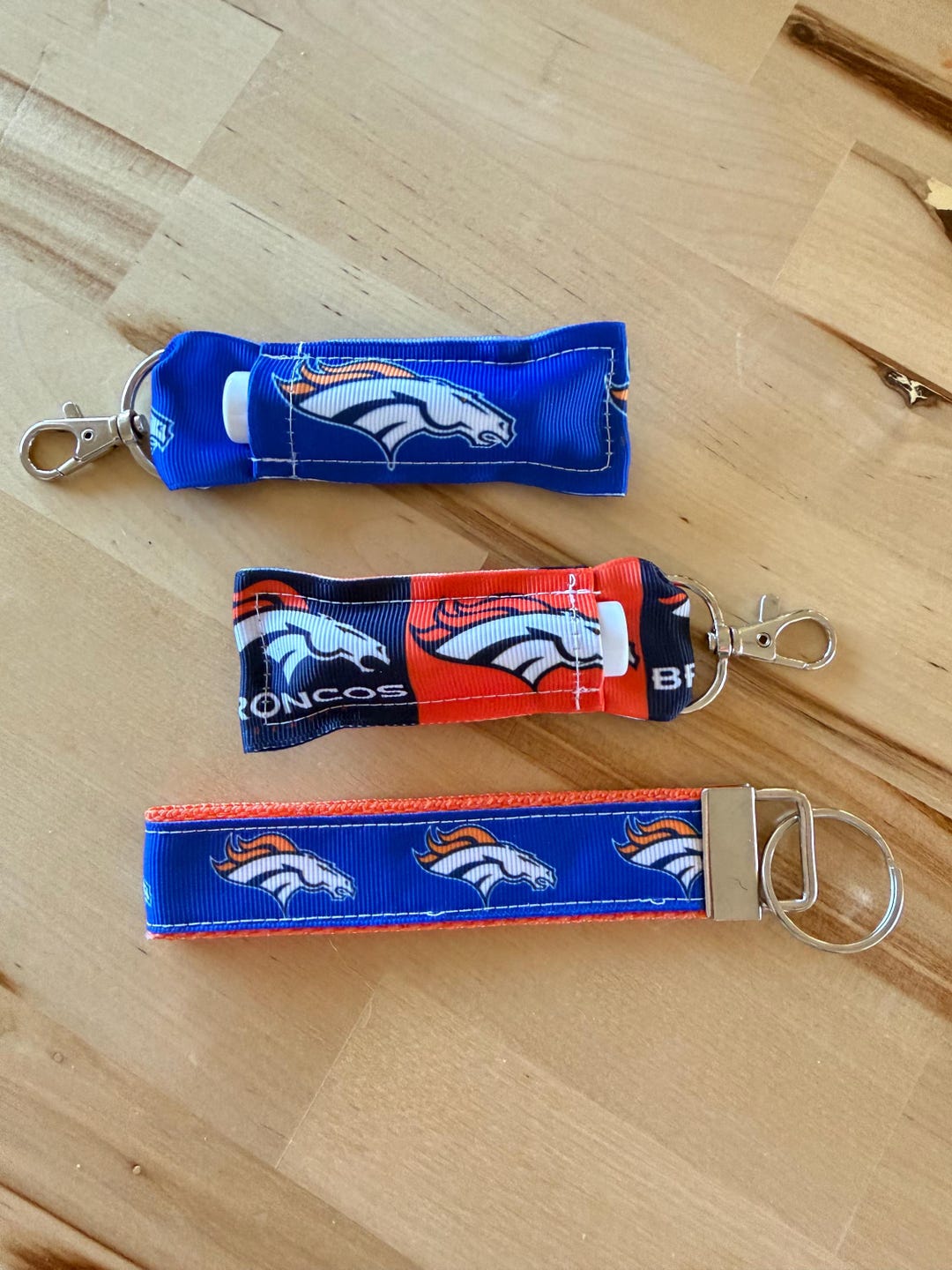 Denver Broncos Key Fobs (short and Long), Lip Balm Holder for Keychain ...