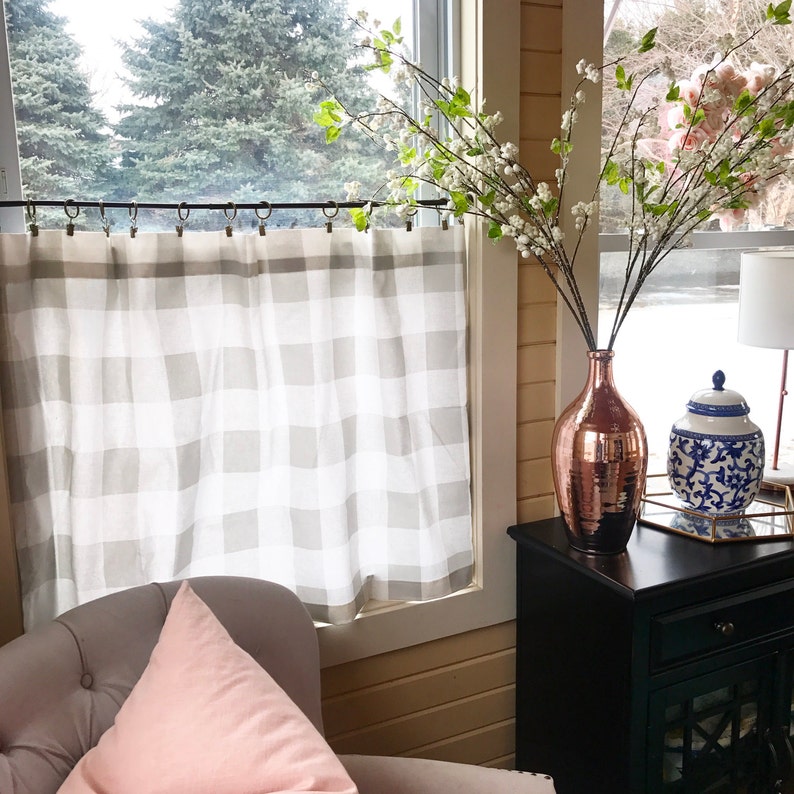 1 Plaid Cafe Curtain Plaid Buffalo Plaid Window - Etsy