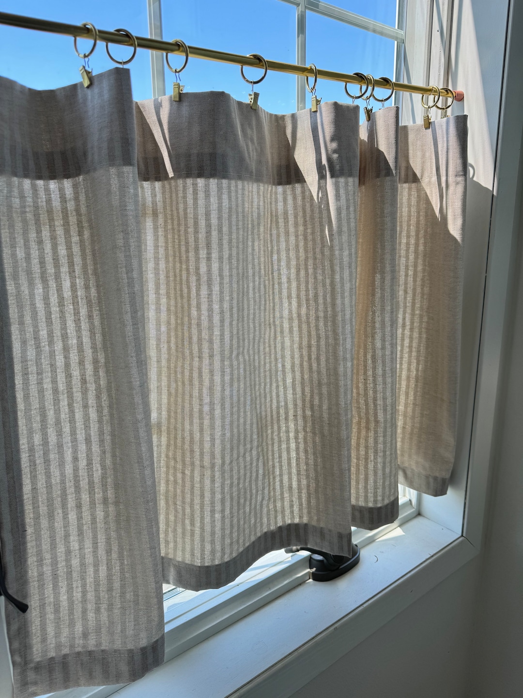 Brown Ticking Stripe Cafe Curtain: Farmhouse Window Treatment - Etsy UK