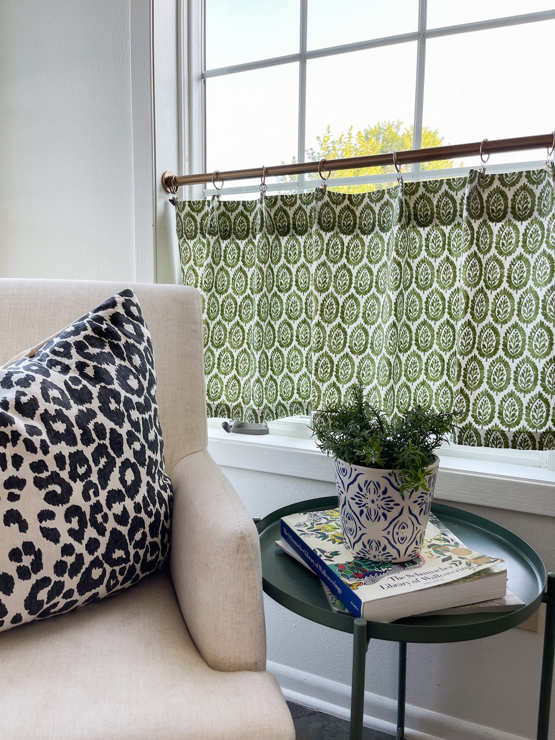 Lynn Chip Block Print Cafe Curtains: Textured Cotton Linen Tier ...