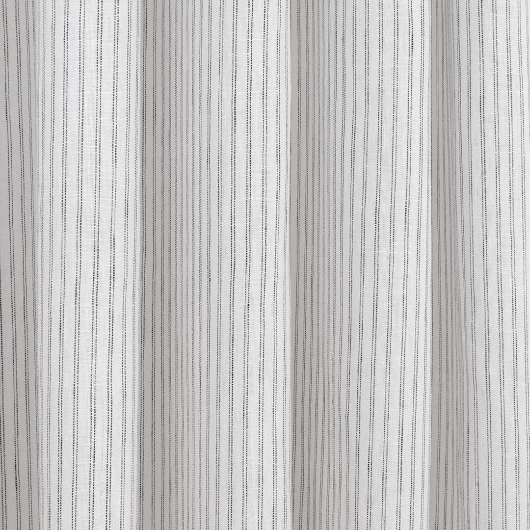 Luxury White Black Thin Striped Drapes, Vertical Stripe Curtains Window ...