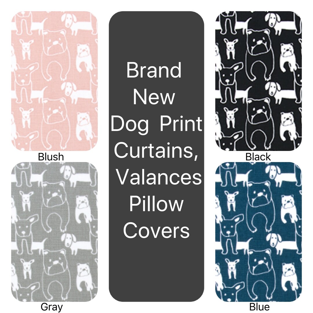 1 Pair of Bulldog Curtains, Dog Curtain, Dog Window Treatments ...