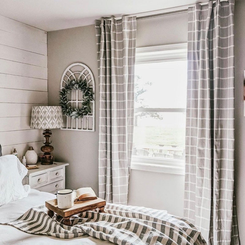 Black Windowpane Curtains - Etsy