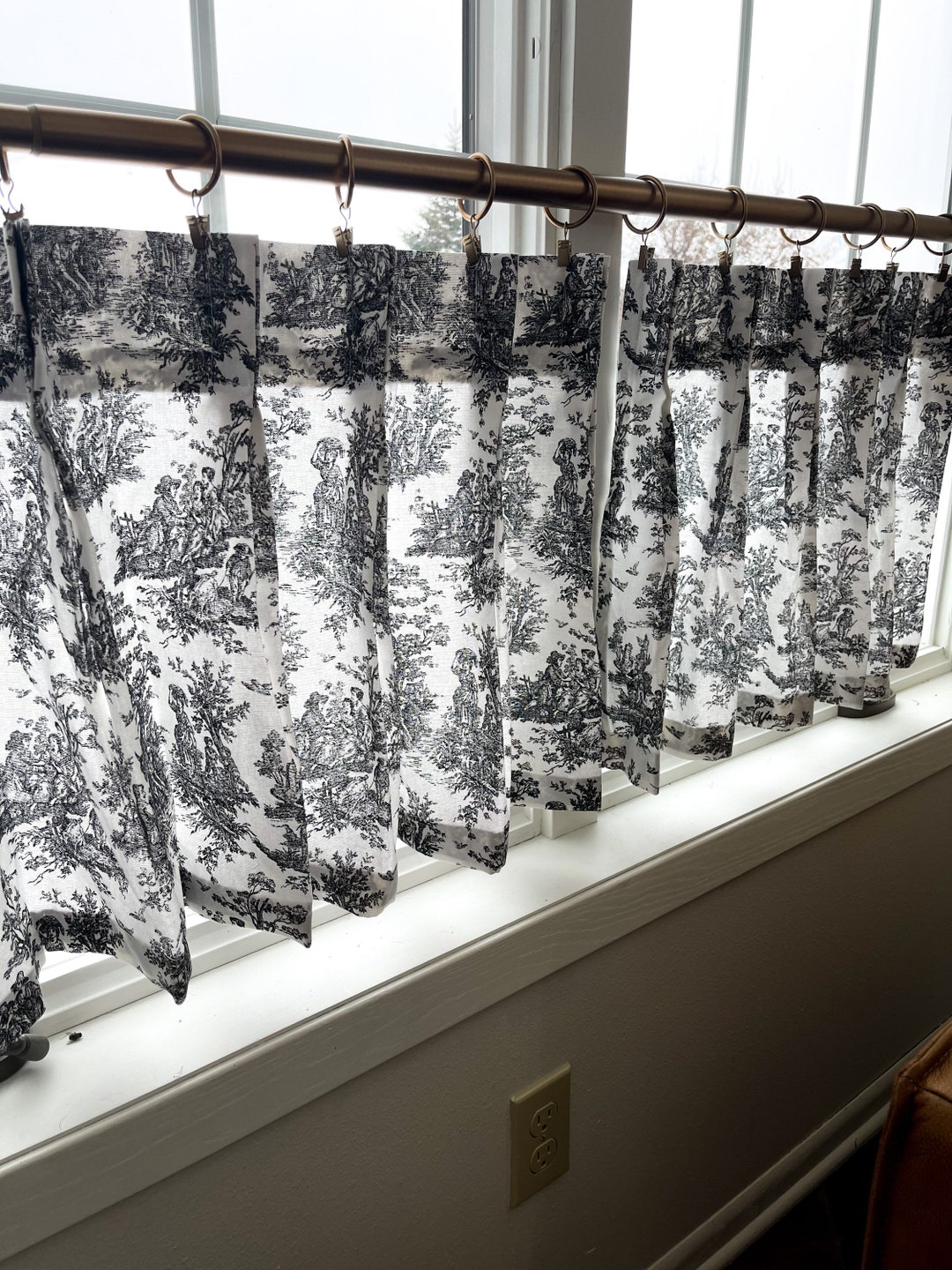 Pleated Toile Cafe Curtain , Tier Curtains, Kitchen Curtains, Bathroom ...