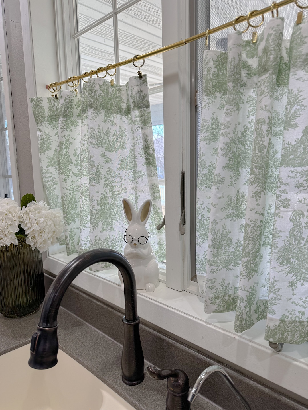 Toile Pattern Cafe Curtains , Tier Curtains, Kitchen Curtains, Bathroom ...