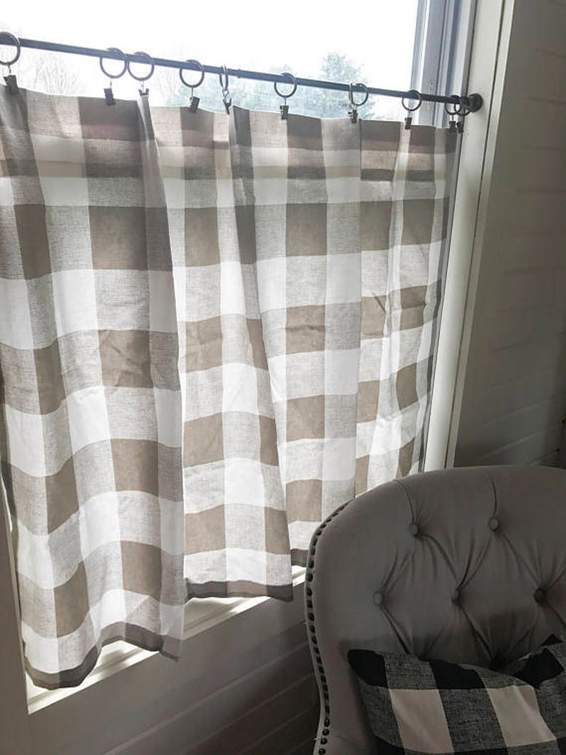 1 Plaid Cafe Curtain Plaid Buffalo Plaid Window - Etsy
