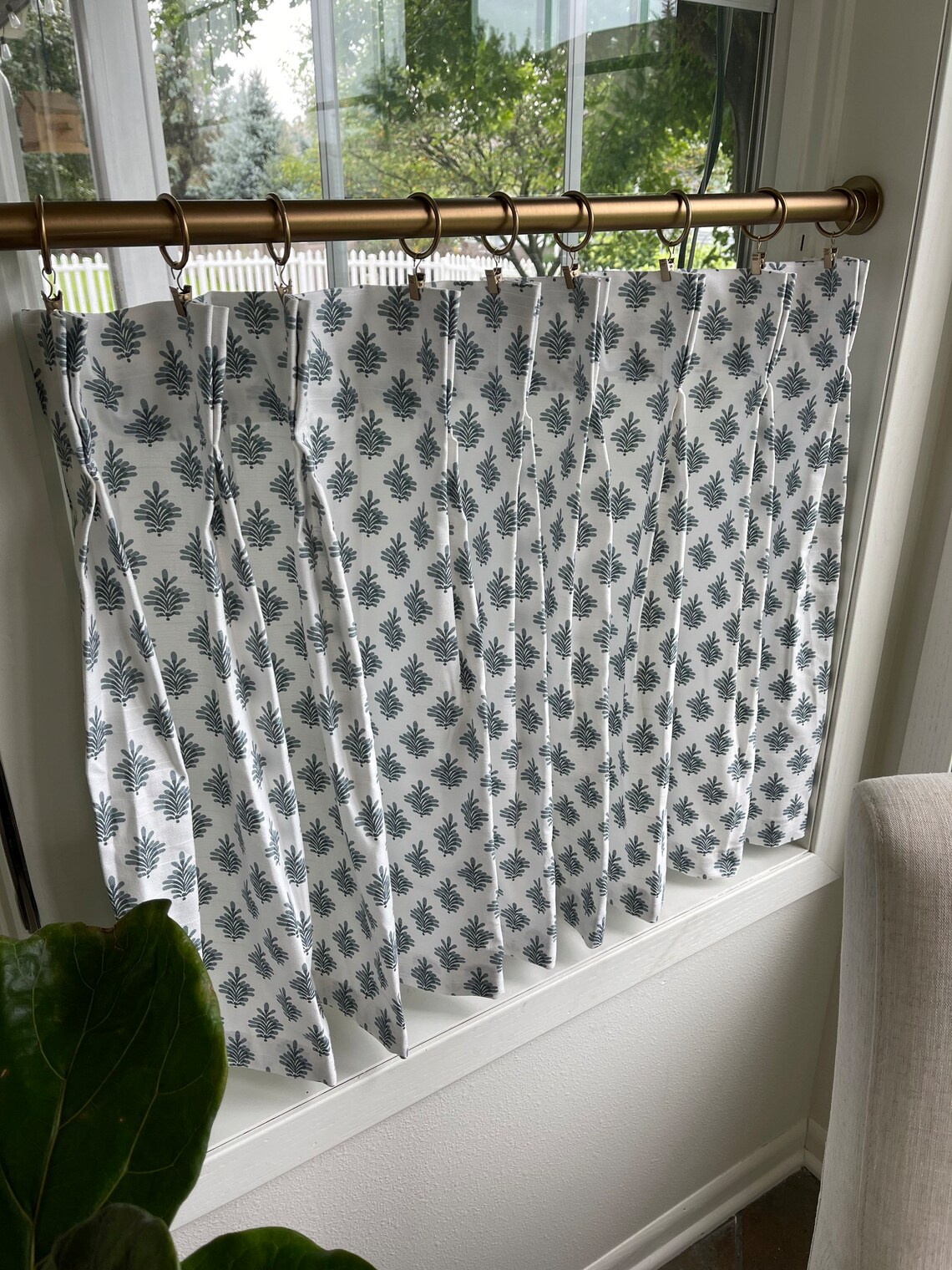 Pleated Block Print Cafe Curtain , Tier Curtains, Kitchen Curtains ...