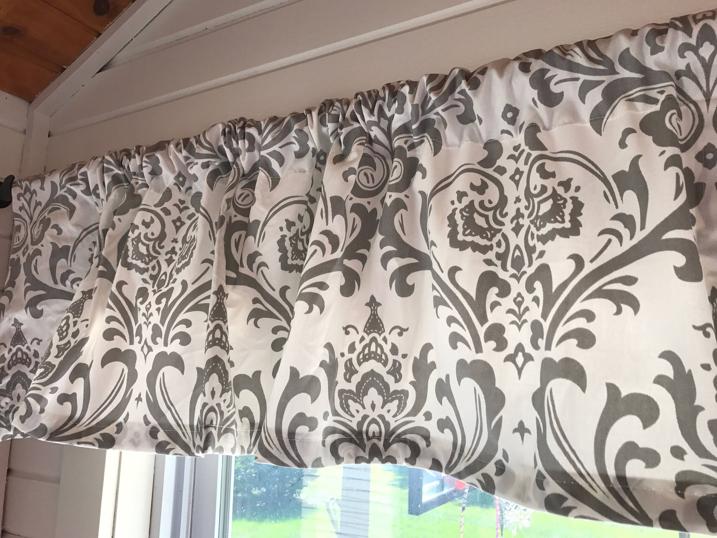 1 Custom Damask Designer Valance Cafe Curtain Window | Etsy