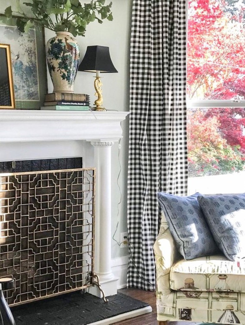 Plaid Curtains, 1 Pair , Farmhouse Classic Style Curtains, Gingham ...