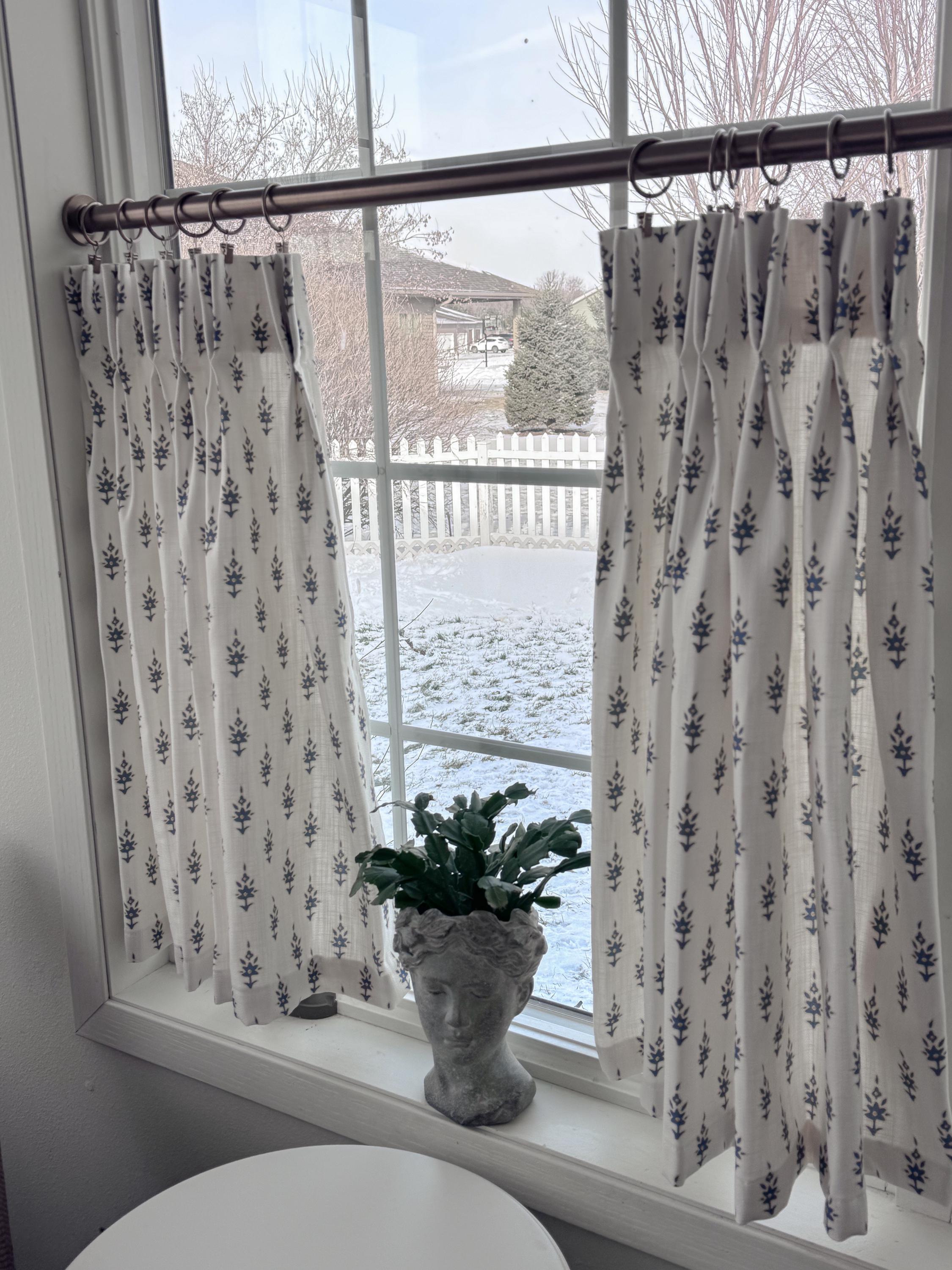 Pleated Lacefield Block Print Cafe Curtain a Pop of Color for Kitchens ...