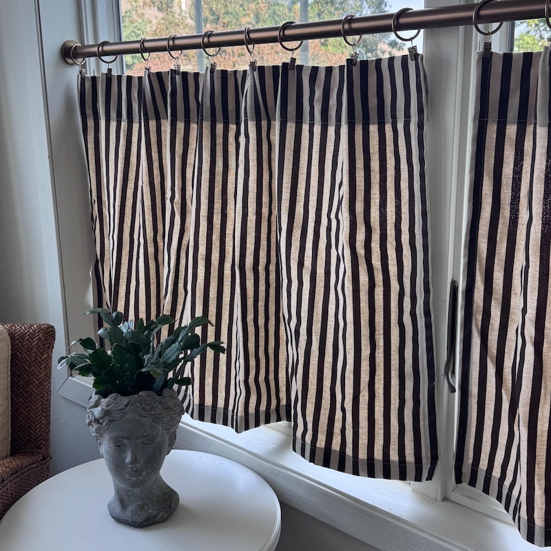 Oatmeal Striped Curtain - Etsy
