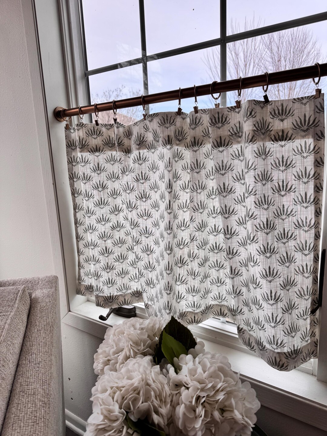 Dragon Block Print Cafe Curtain: Farmhouse Tier Curtains - Etsy