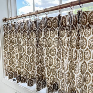 Pleated Lynn Block Print Cafe Curtain , Tier Curtains, Kitchen ...