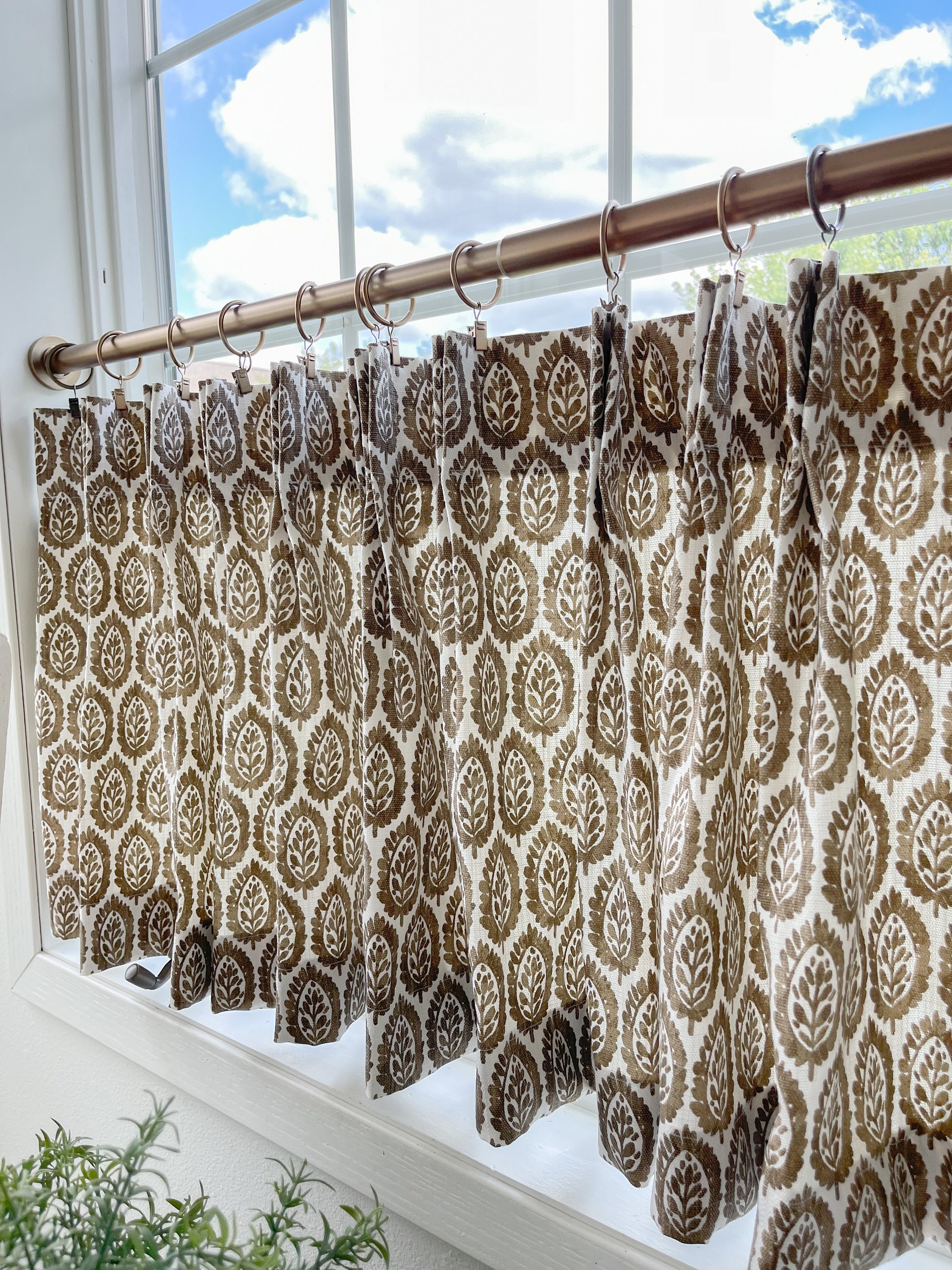 Pleated Lynn Block Print Cafe Curtain , Tier Curtains, Kitchen ...