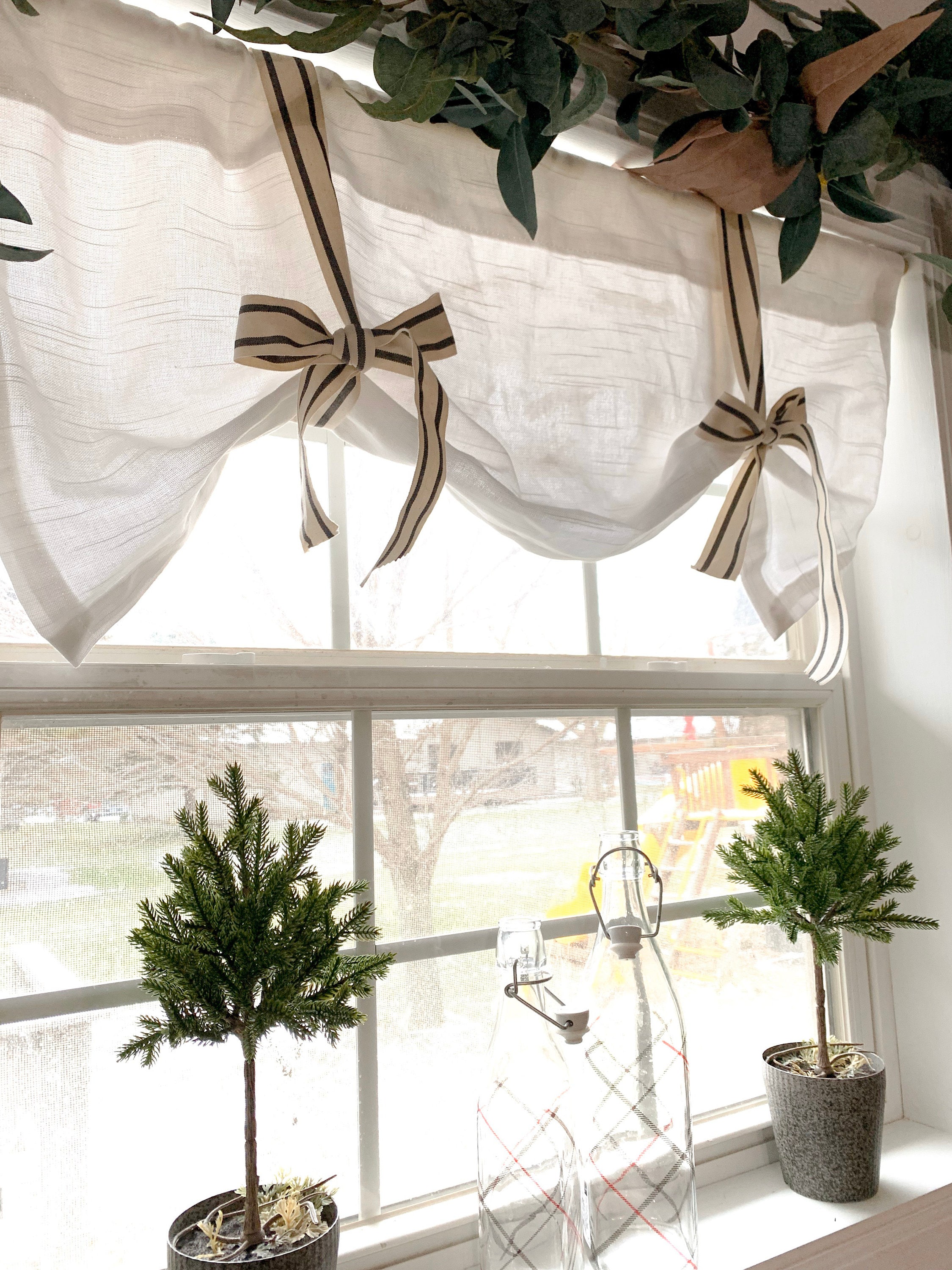 White Tie up Shade Valance designer Valance Farmhouse Look Modern Home Decor Nursery Decor Kitchen Curtain Etsy