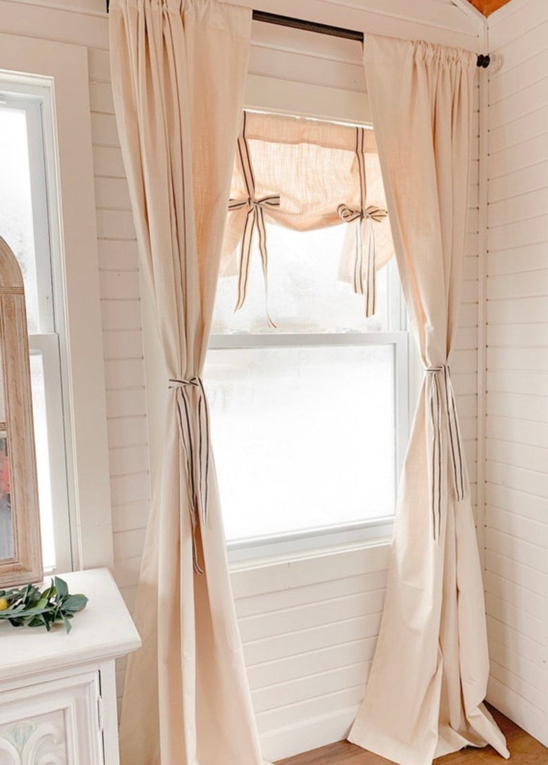 Cotton Slub linen Look Curtains window Treatments - Etsy