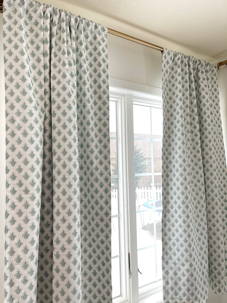 1 Pair of Block Print Curtains Collection, Modern Curtains, Window ...
