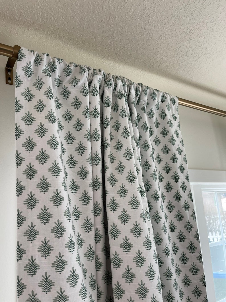 1 Pair of Block Print Curtains Collection, Modern Curtains, Window ...