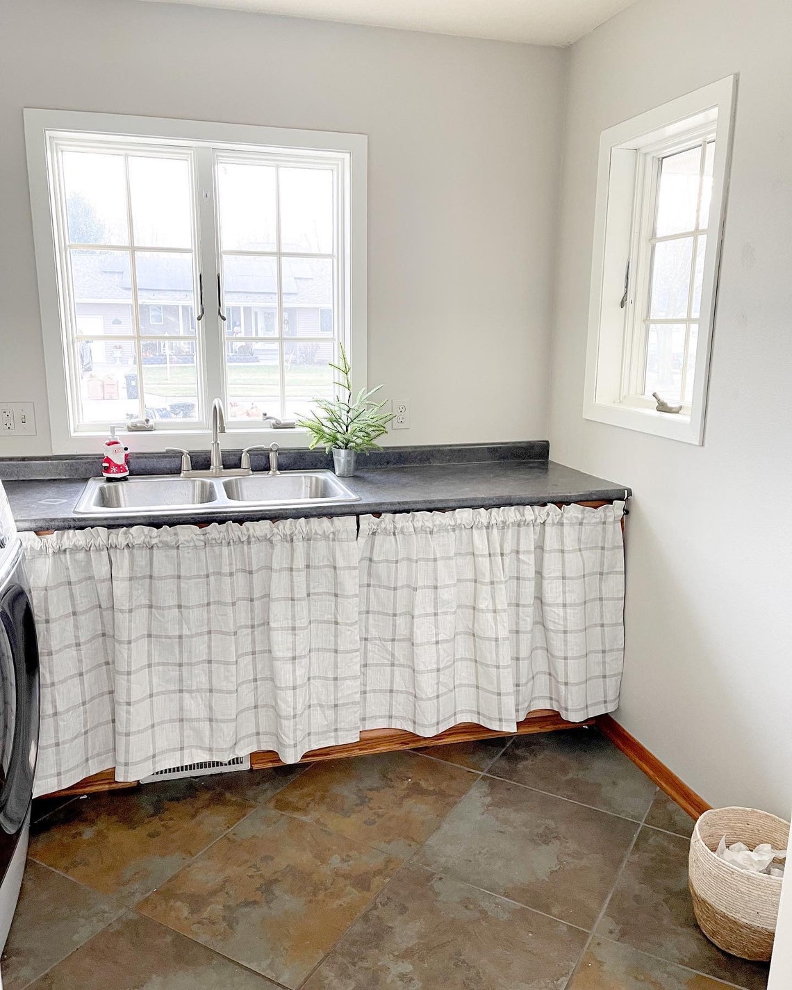 Beautiful Window Pane Plaid Cafe Curtain for Your Kitchen - Etsy