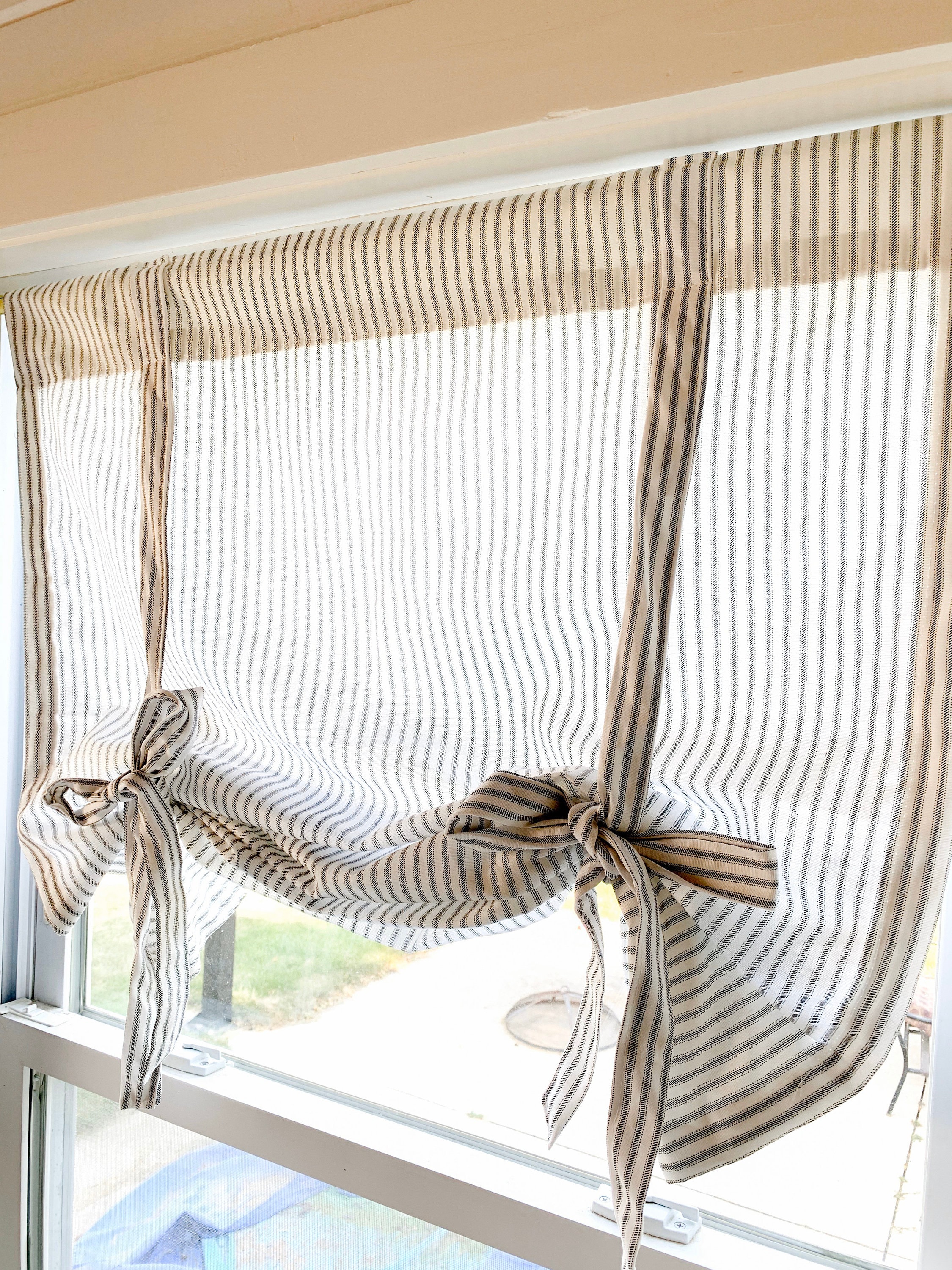 Ticking Striped Tie up Shade Designer Valance Farmhouse - Etsy