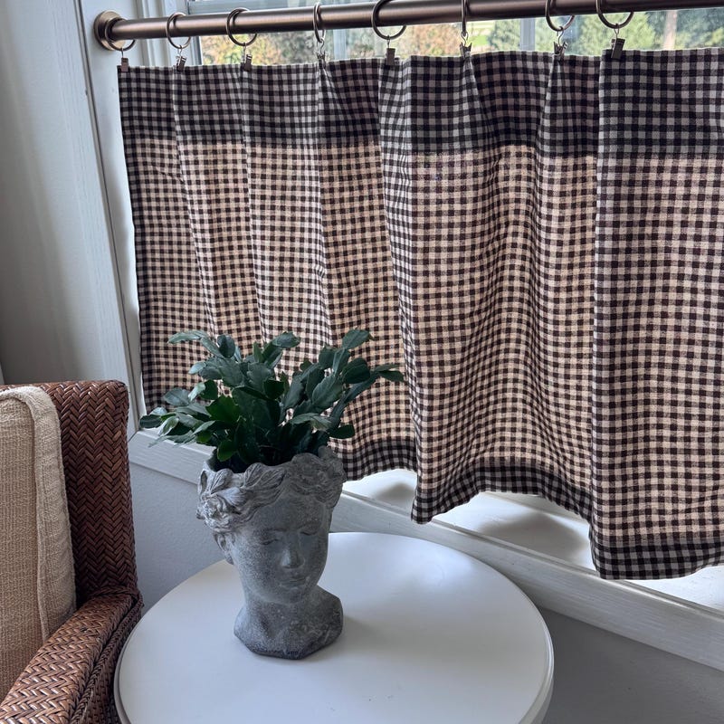 Rust Brown Cafe Curtains - Etsy
